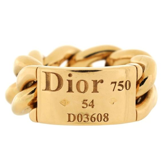 Dior | Jewelry | Christian Dior Gourmette Chain Link Ring 8k Yellow ...